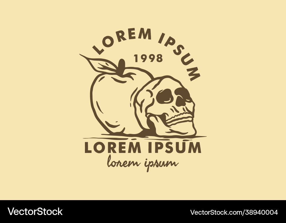 Apple and skull head vintage drawing Royalty Free Vector