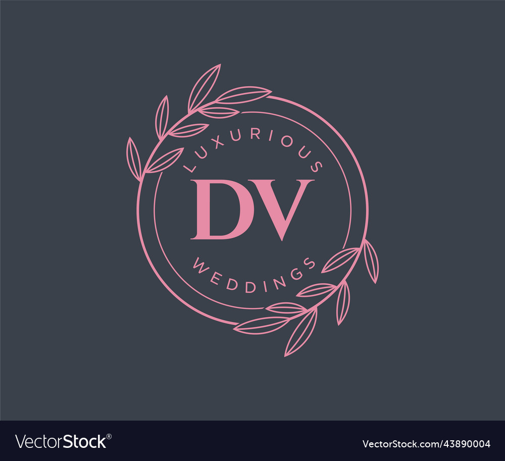 Dv initials letter wedding monogram logos Vector Image