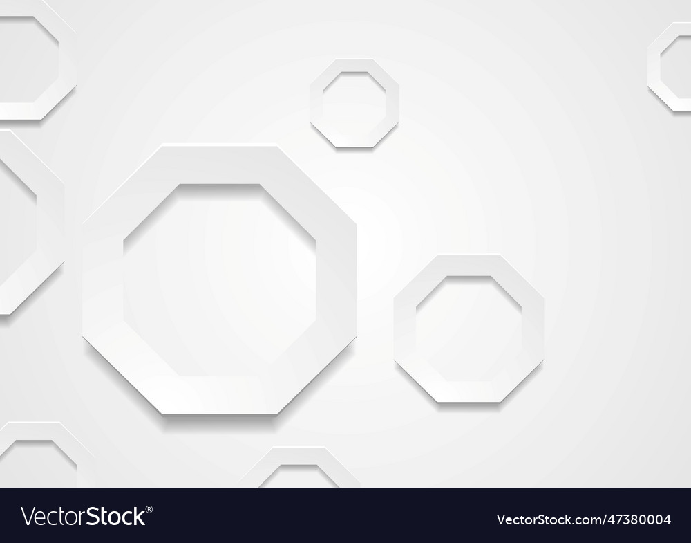 Geometric Background With Grey Paper Octagons Vector Image
