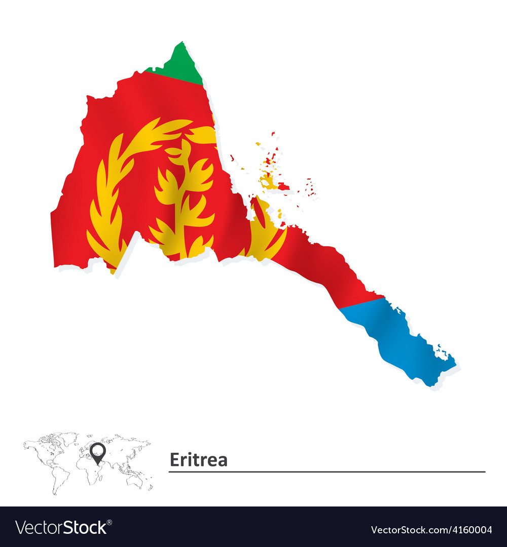Map of eritrea with flag Royalty Free Vector Image