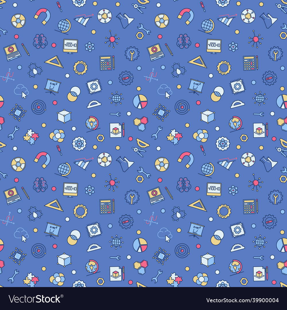 Stem concept seamless pattern colored Royalty Free Vector Stem concept seamless pattern colored Royalty Free Vector