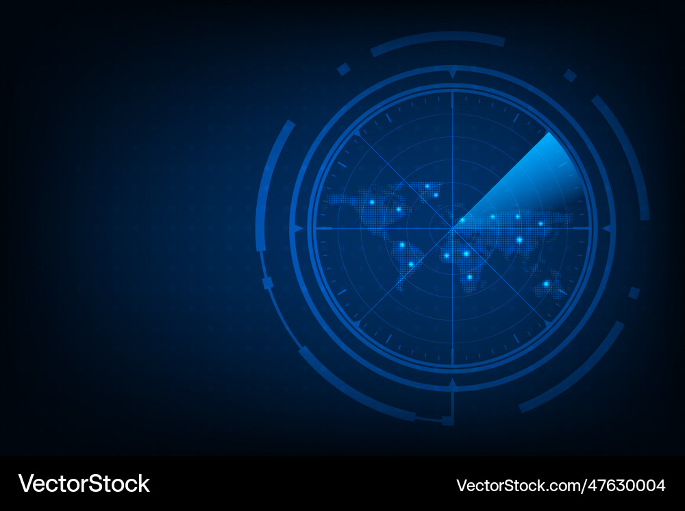World map with technology futuristic radar detect Vector Image