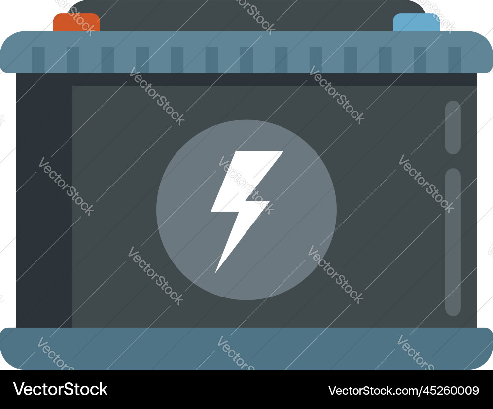 Car battery icon flat full charge Royalty Free Vector Image