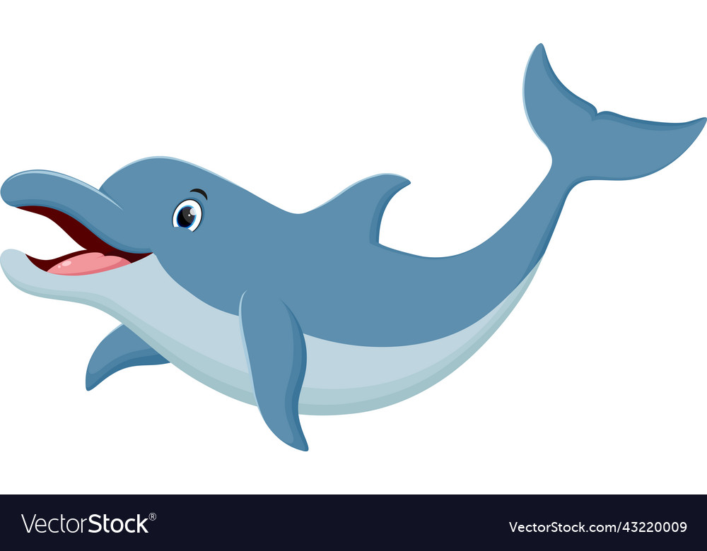 Cartoon funny dolphin jumping isolated on white Vector Image Cartoon funny dolphin jumping isolated on white Vector Image