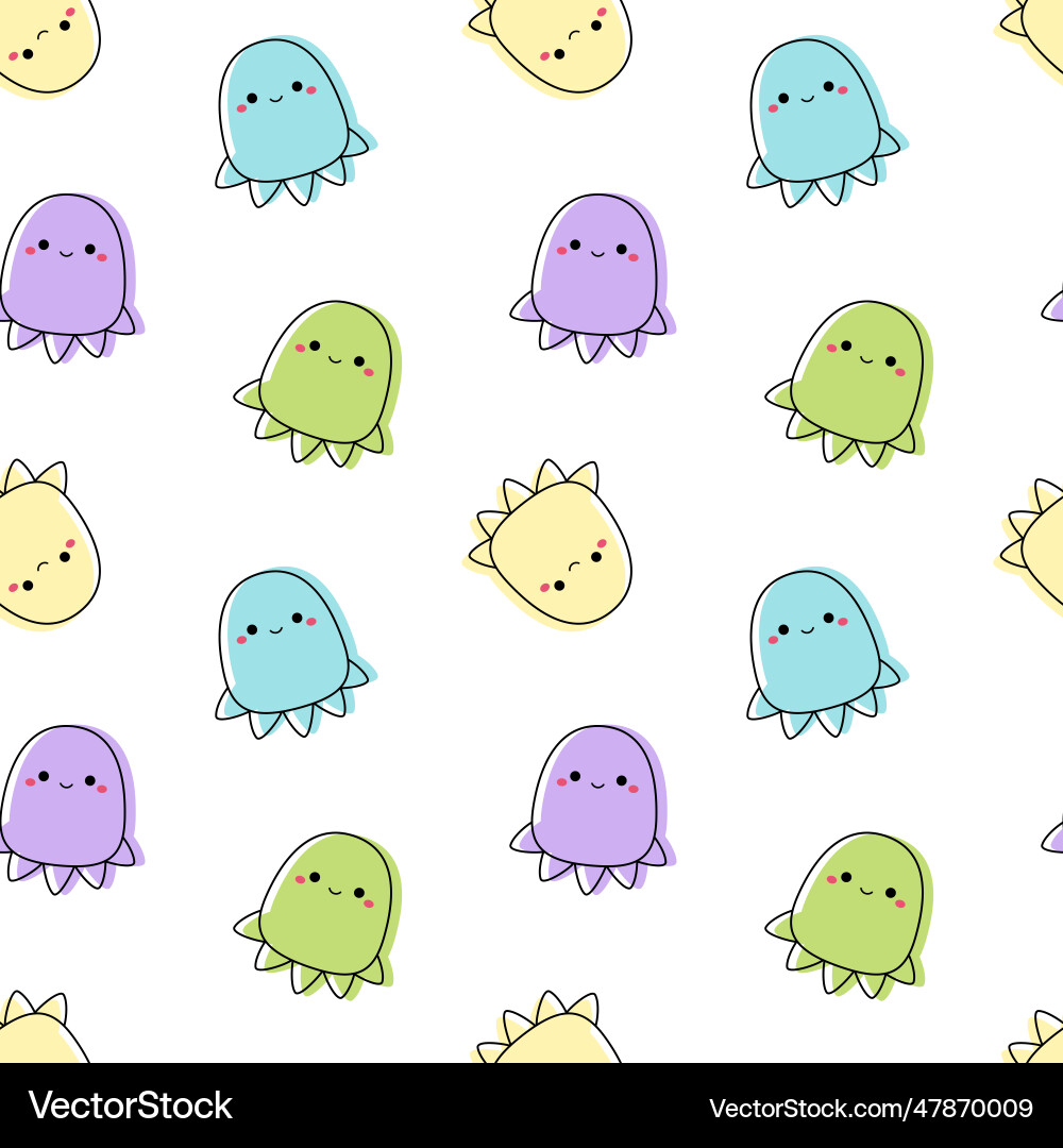 Colorful octopus on seamless pattern squishmallow Vector Image