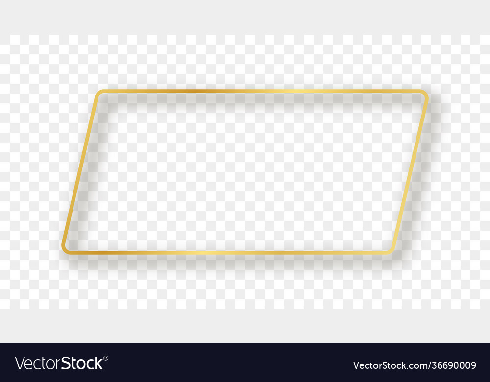 Gold glowing rounded rectangular shape frame Vector Image