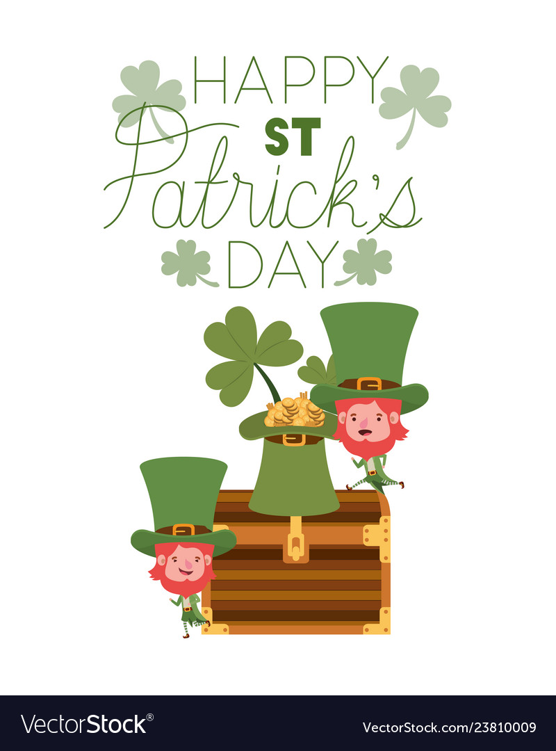 Happy St Patricks Day Label With Leprechauns Vector Image