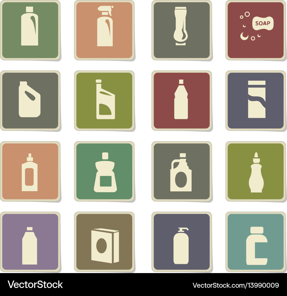 Household chemicals icon set Royalty Free Vector Image