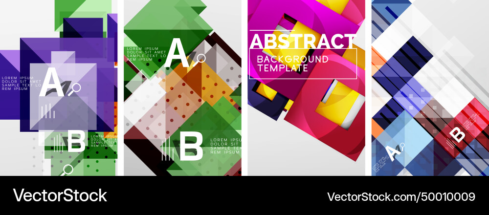 Set of square geometric poster backgrounds Vector Image