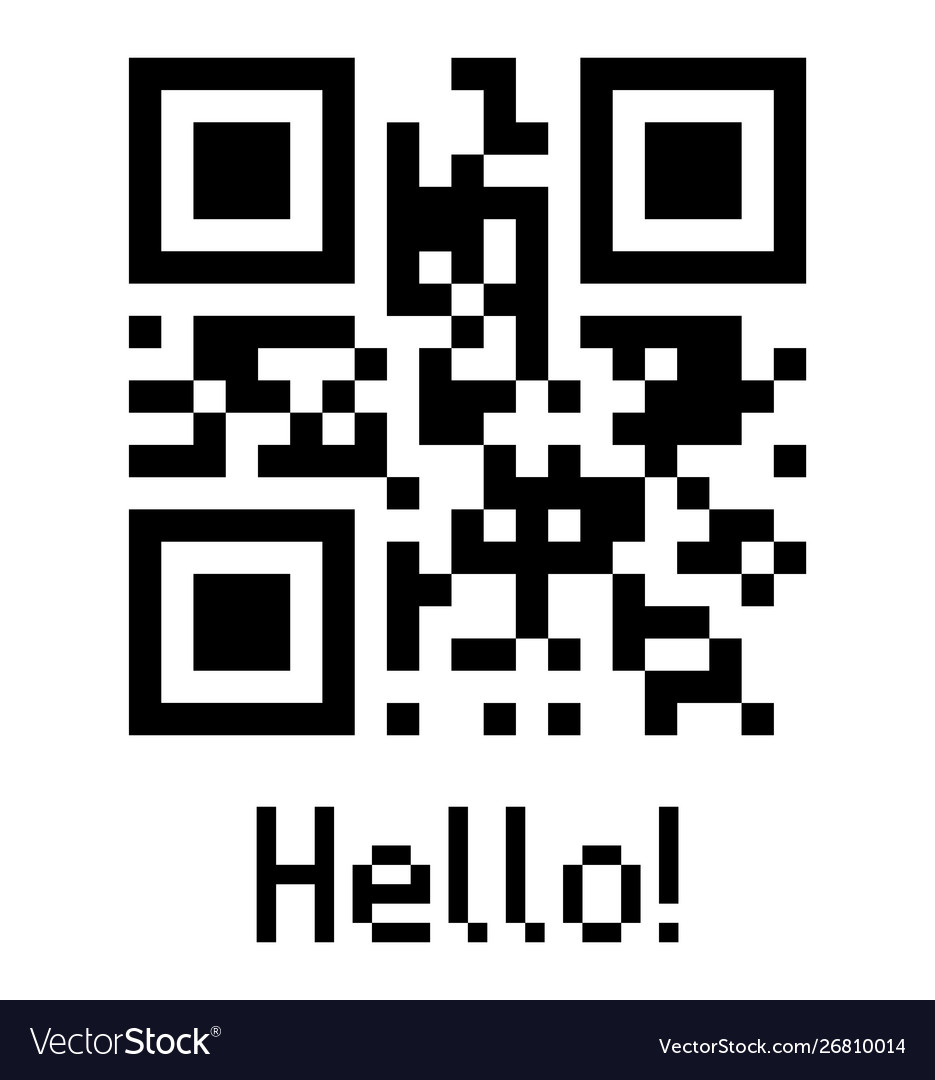 Qr Code Sample Icon With Text Hello Royalty Free Vector