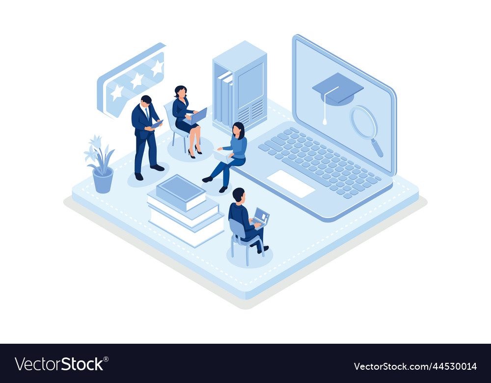 Students learning online at home people Royalty Free Vector