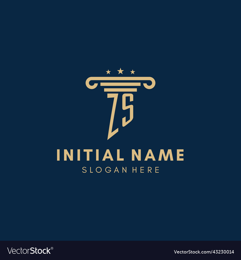 Zs monogram initial logo with pillar and stars Vector Image