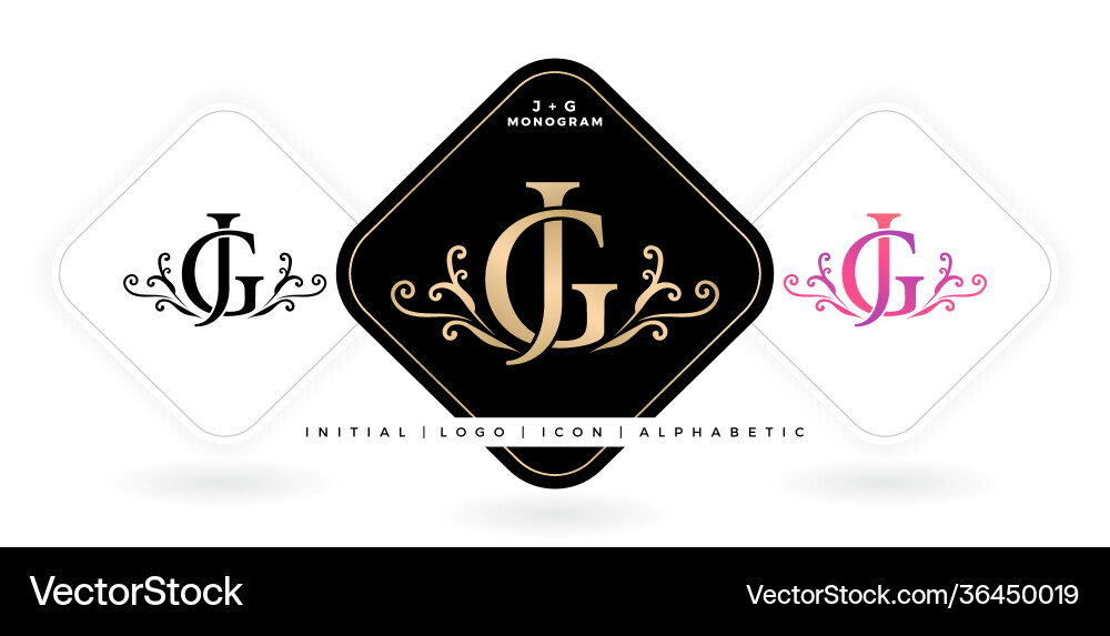 Jg or gj initial letter and graphic name Vector Image