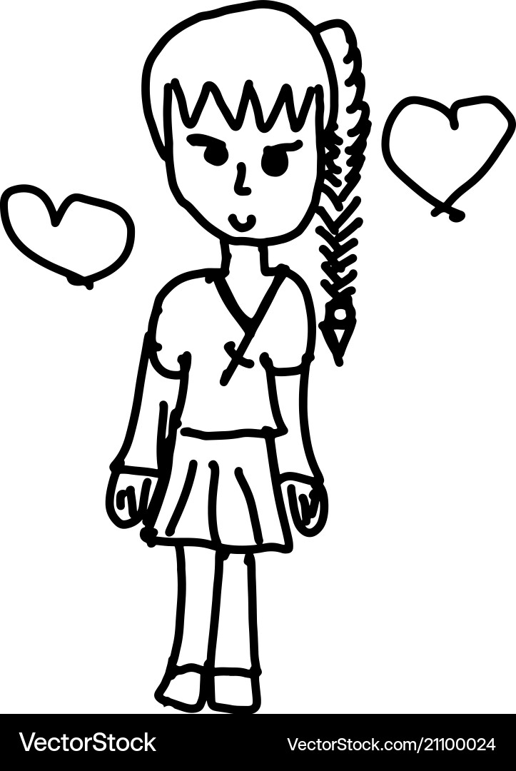 Female student with two heart Royalty Free Vector Image