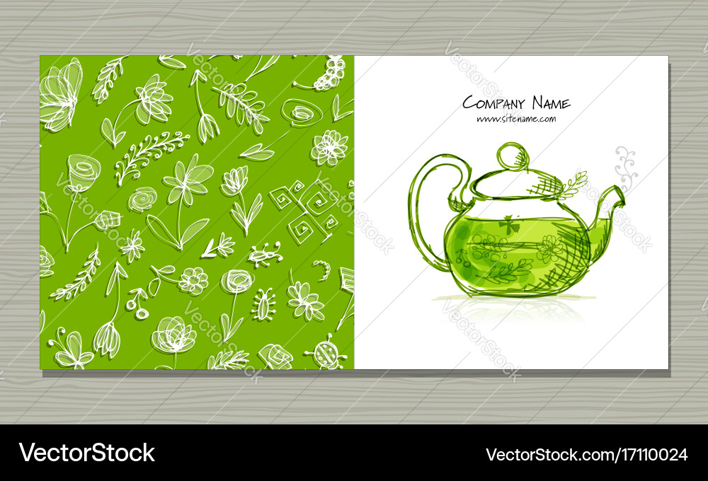 Greeting cards design herbal tea Royalty Free Vector Image