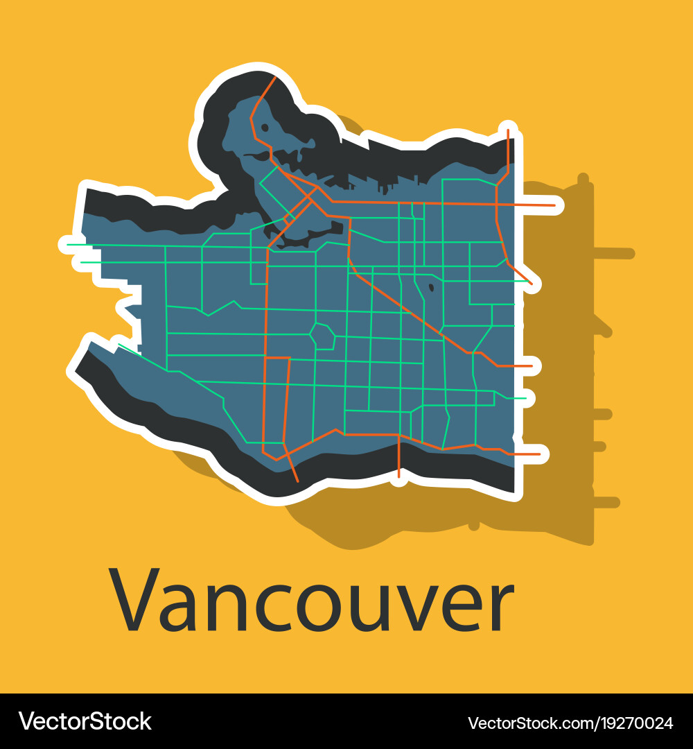 Vancouver city plan detailed sticker map Vector Image