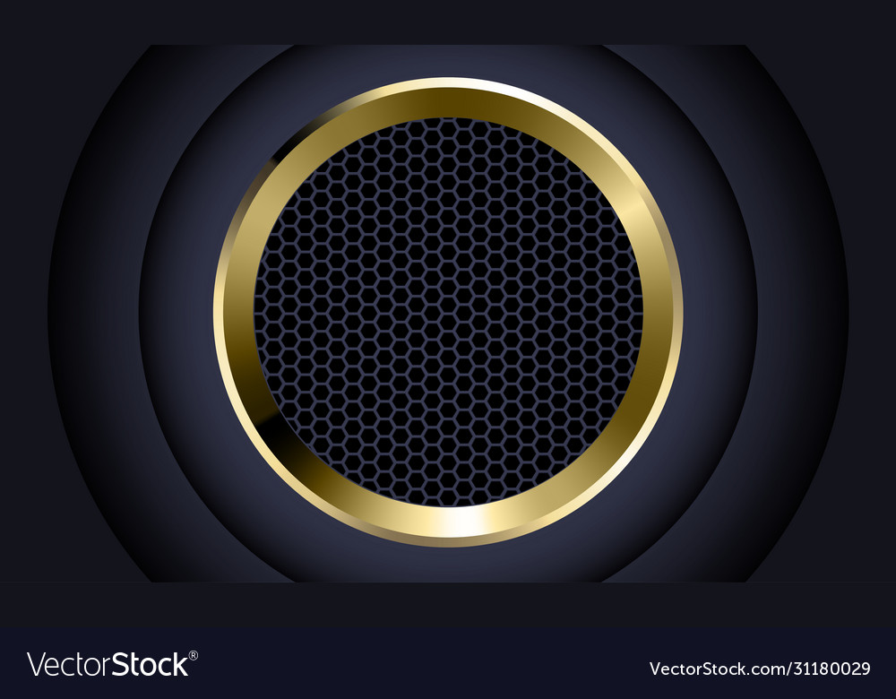 Abstract Gold Circle Dark Grey Hexagon Mesh Vector Image 