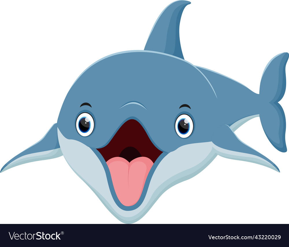 Cartoon funny dolphin jumping isolated on white Vector Image Cartoon funny dolphin jumping isolated on white Vector Image
