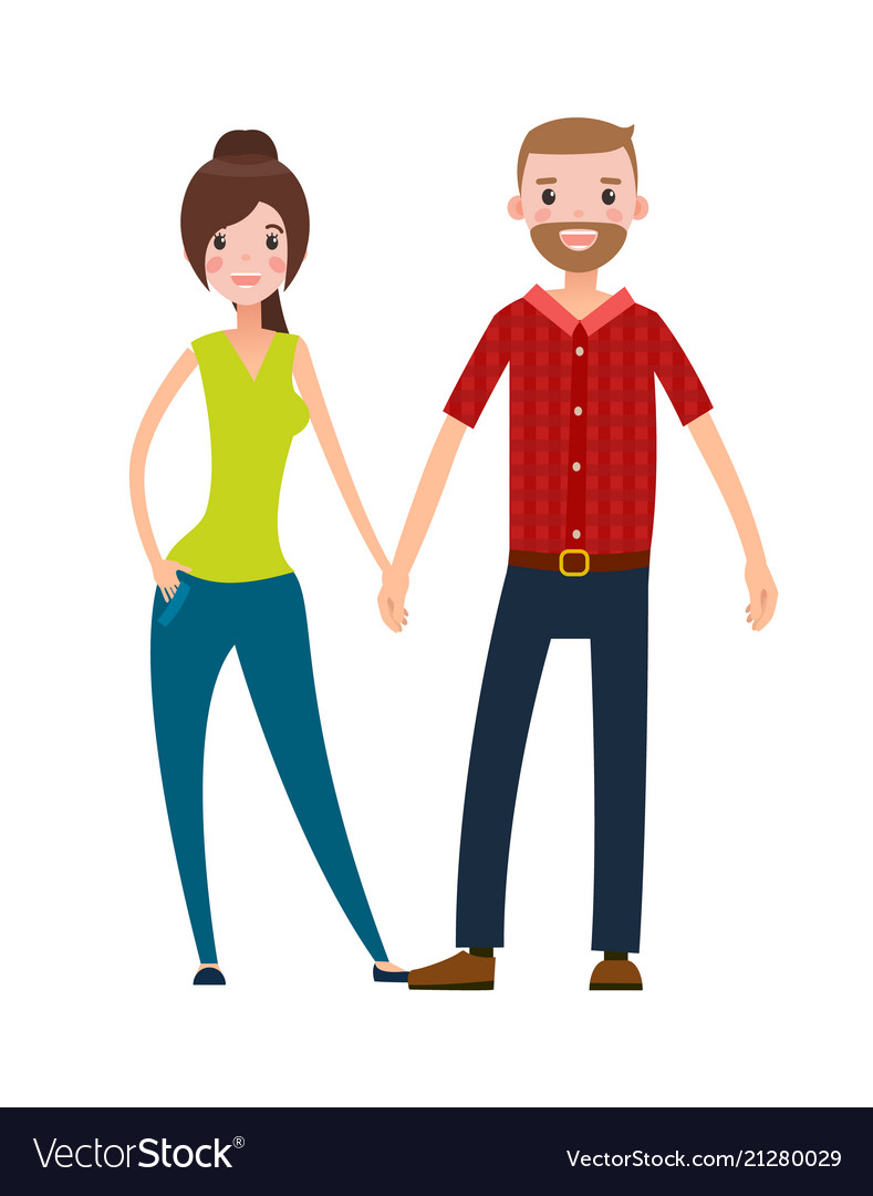 Happy Couple Man And Woman Isolated White Vector Image