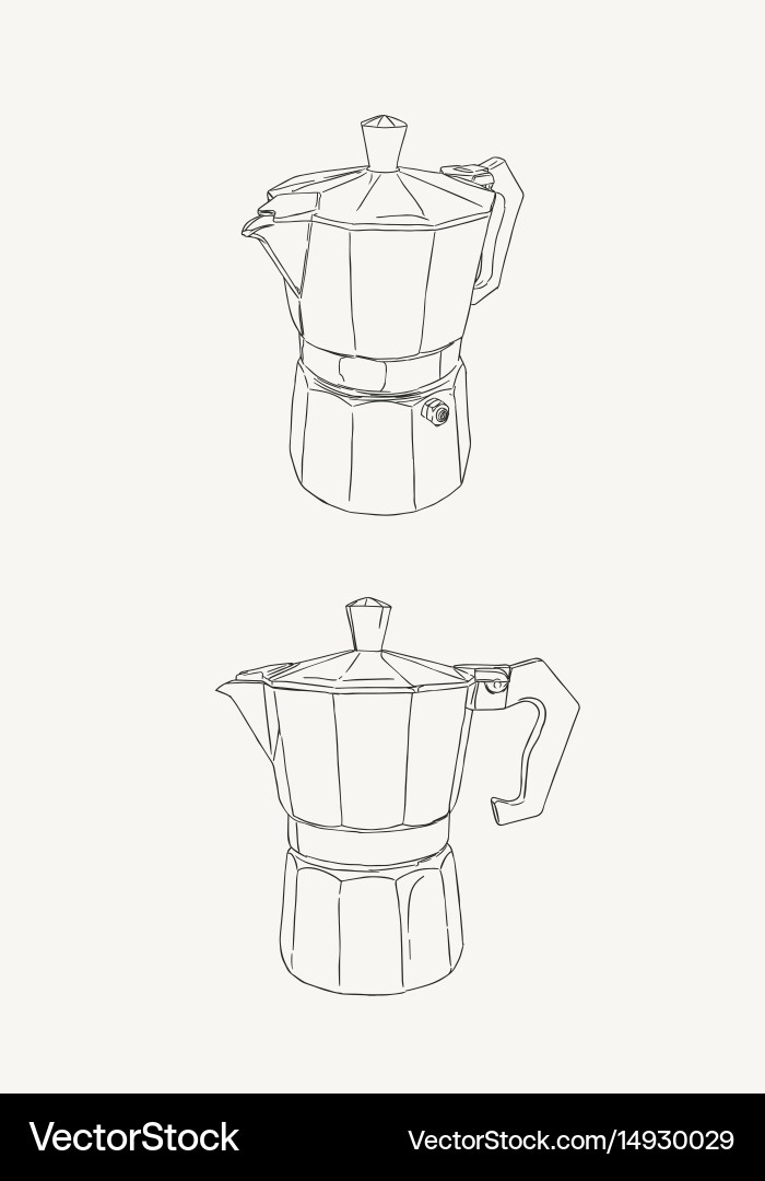 Moka pot coffee brewing sketch Royalty Free Vector Image