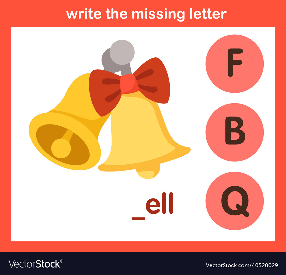 Write the missing letter Royalty Free Vector Image