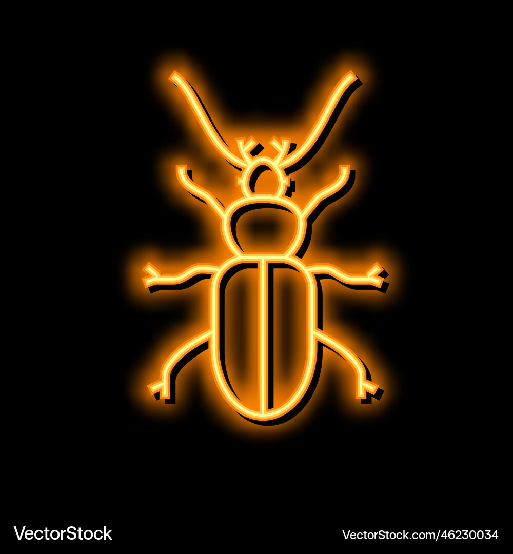 Beetle insect neon glow icon Royalty Free Vector Image