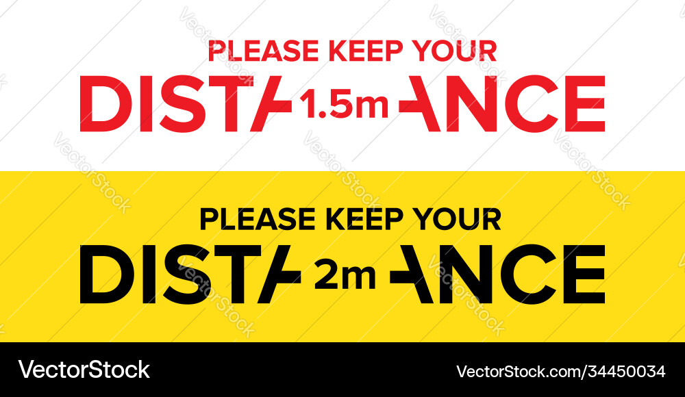 Please keep your distance in 15 or 2 meters Vector Image