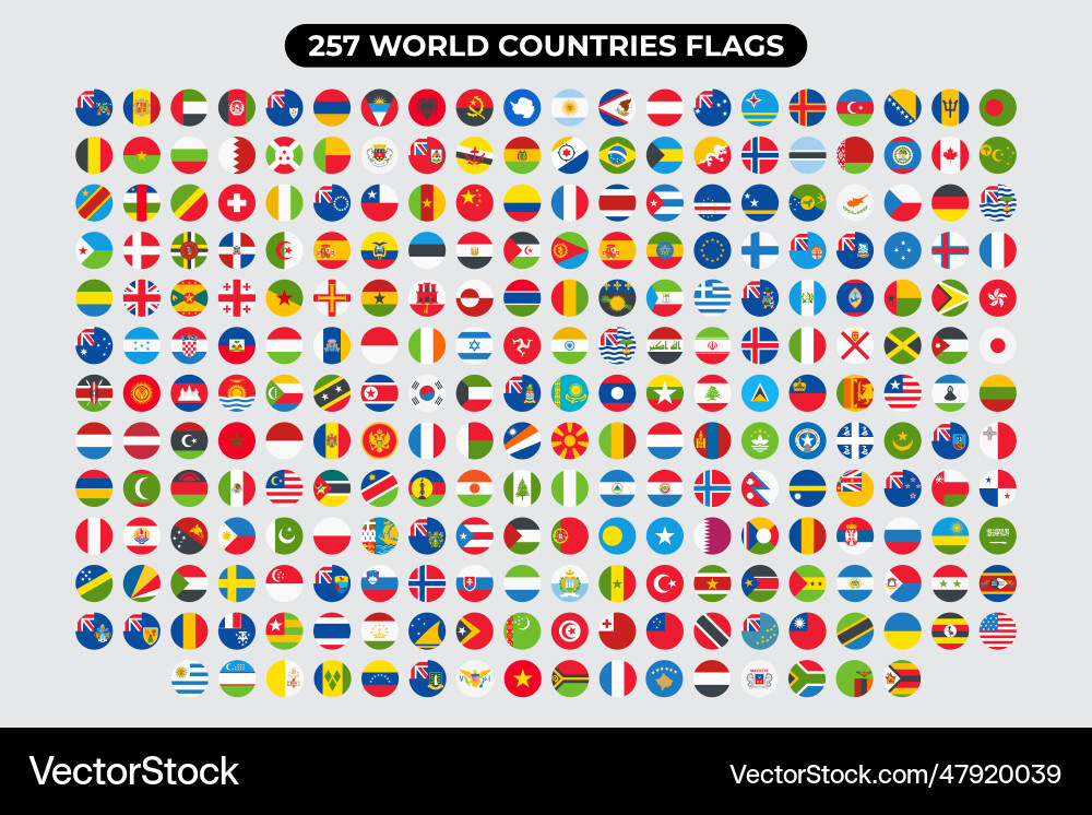 257 world countries flags set Royalty Free Vector Image