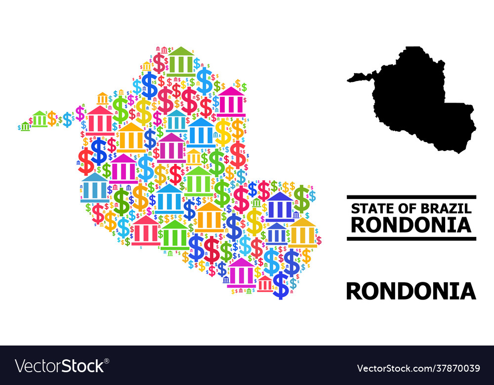 Collage map rondonia state financial Royalty Free Vector