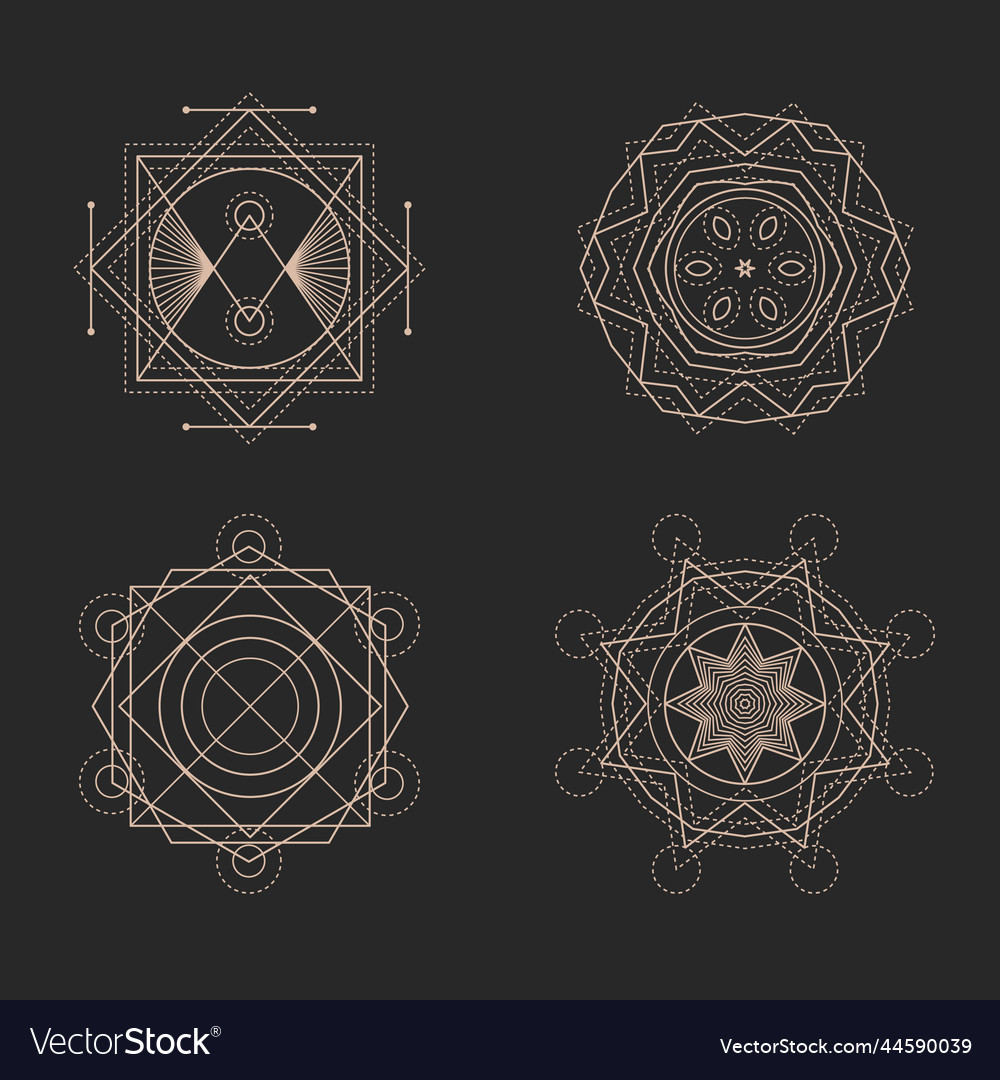 Flat design sacred geometry element set Royalty Free Vector