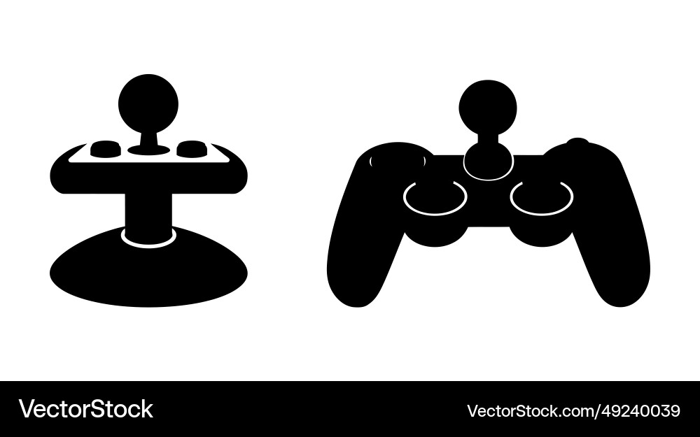 Press start gamepad silhouette pack Royalty Free Vector