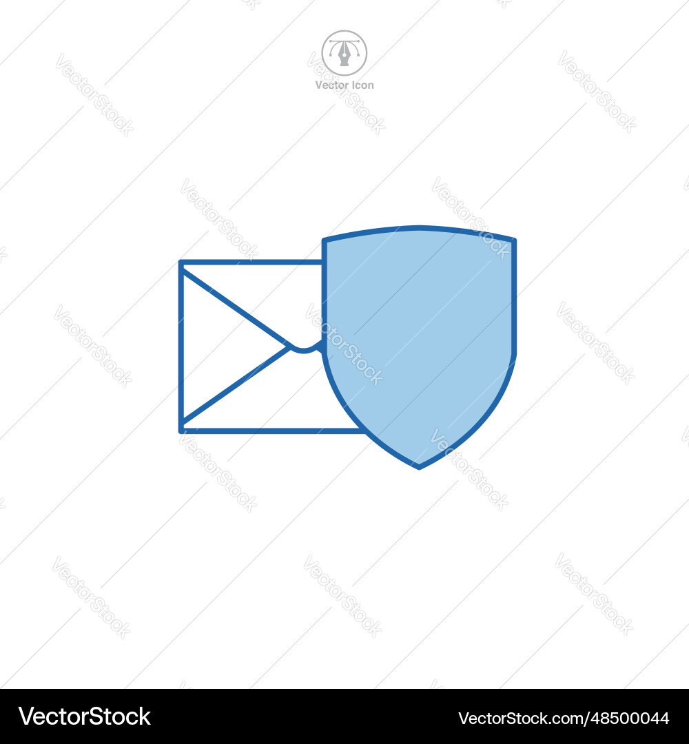 Email with shield icon symbol isolated on white Vector Image