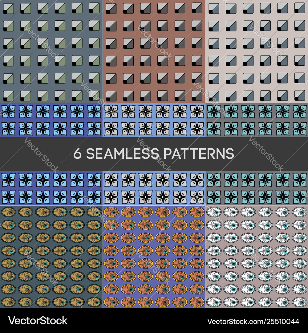 Pattern 12 6 geometric seamless patterns Vector Image