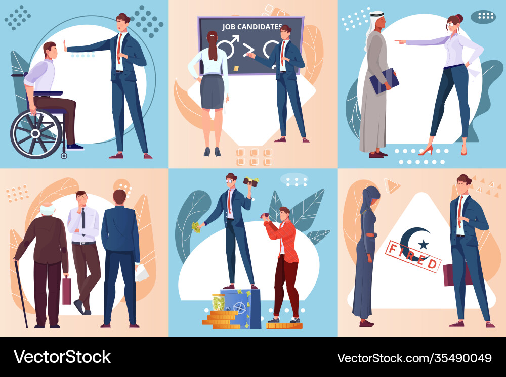 Discrimination composition set Royalty Free Vector Image