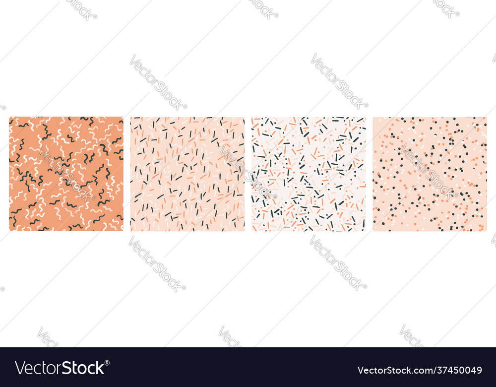 Set hand drawn textured seamless patterns Vector Image