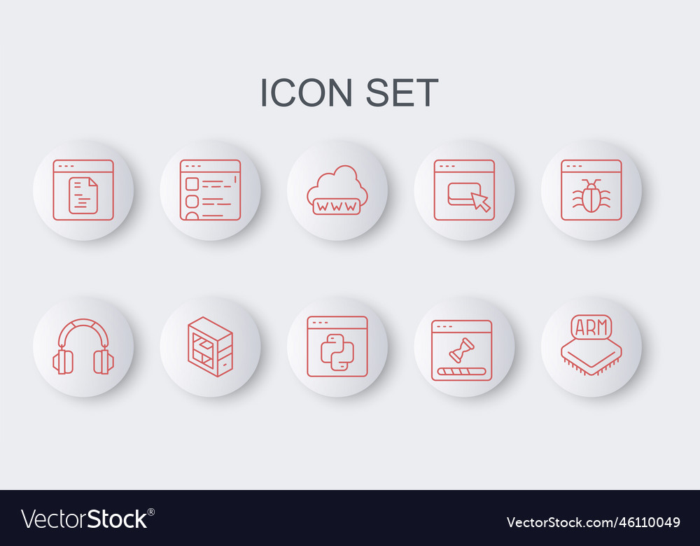 Set line processor headphones web development Vector Image