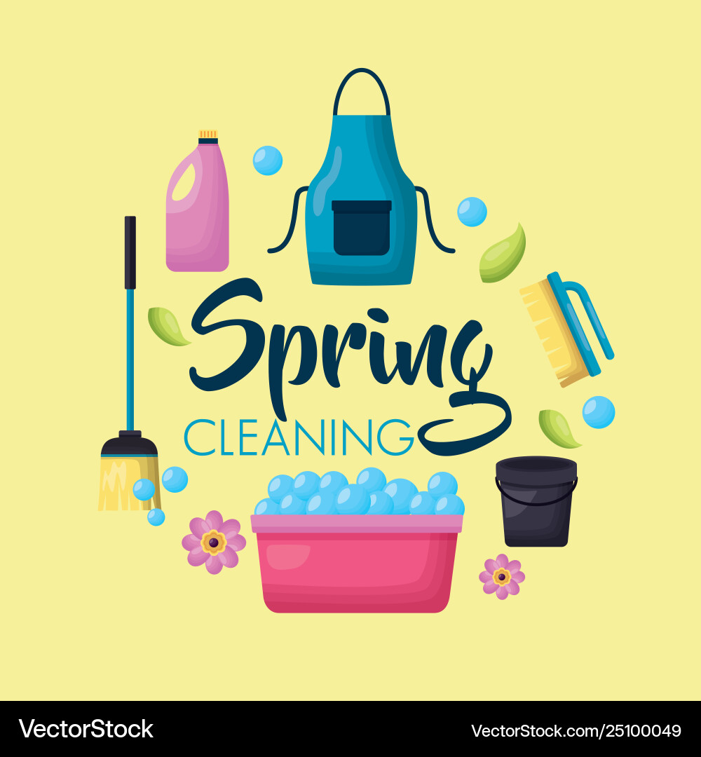 Spring cleaning tools Royalty Free Vector Image