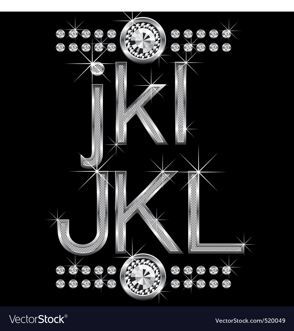 Thin metal diamond letters and numbers big sma Vector Image