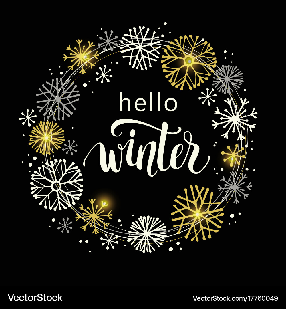 Winter lettering design on snow background Vector Image