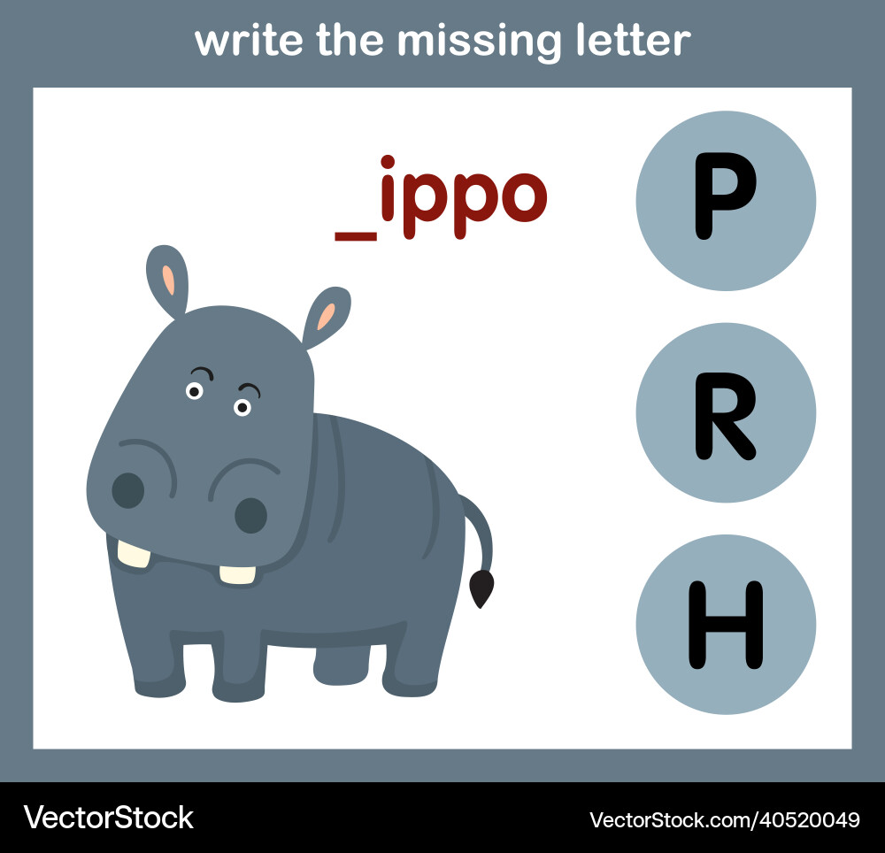 Write the missing letter Royalty Free Vector Image