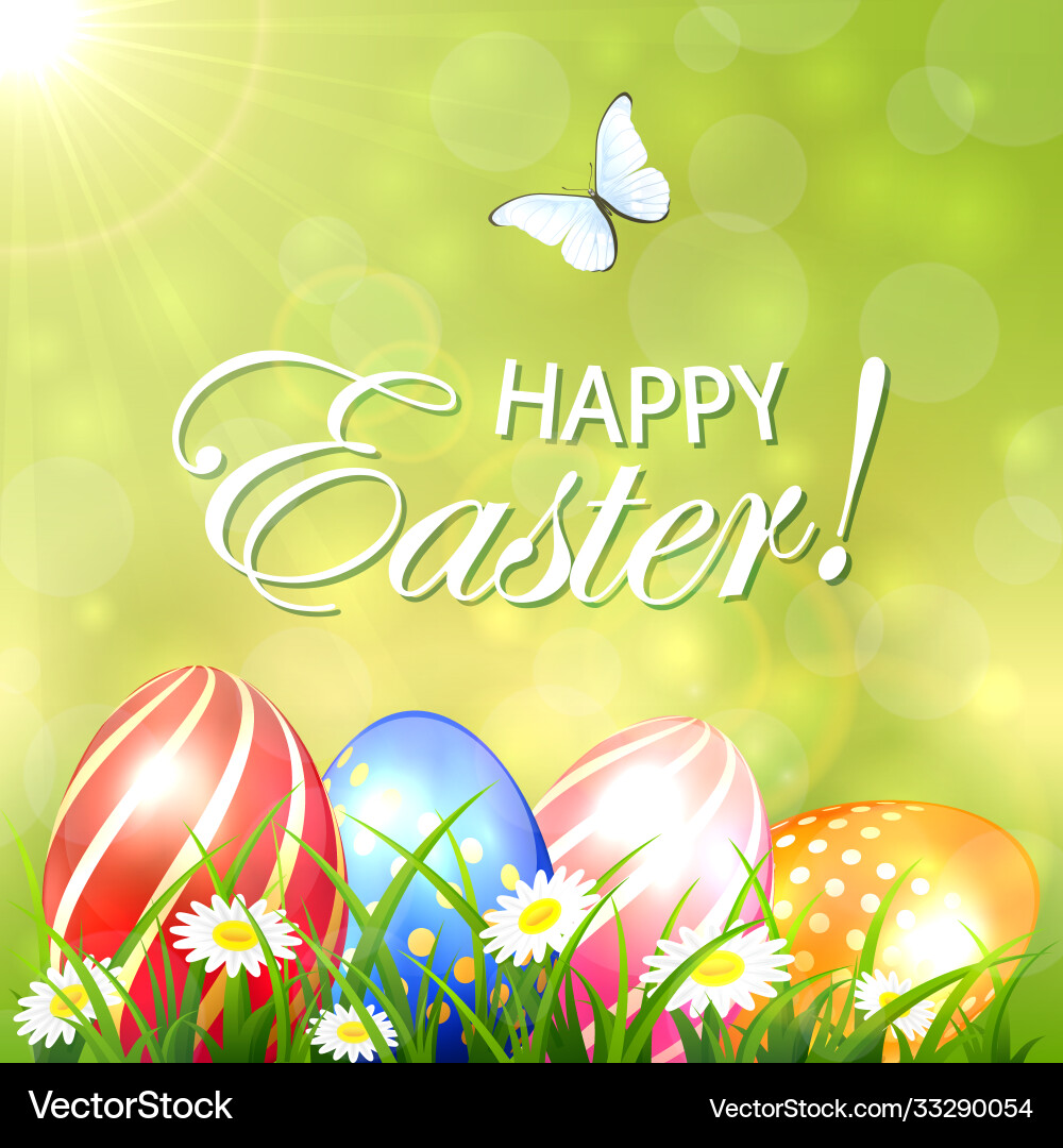 Abstract easter background with colored eggs Vector Image