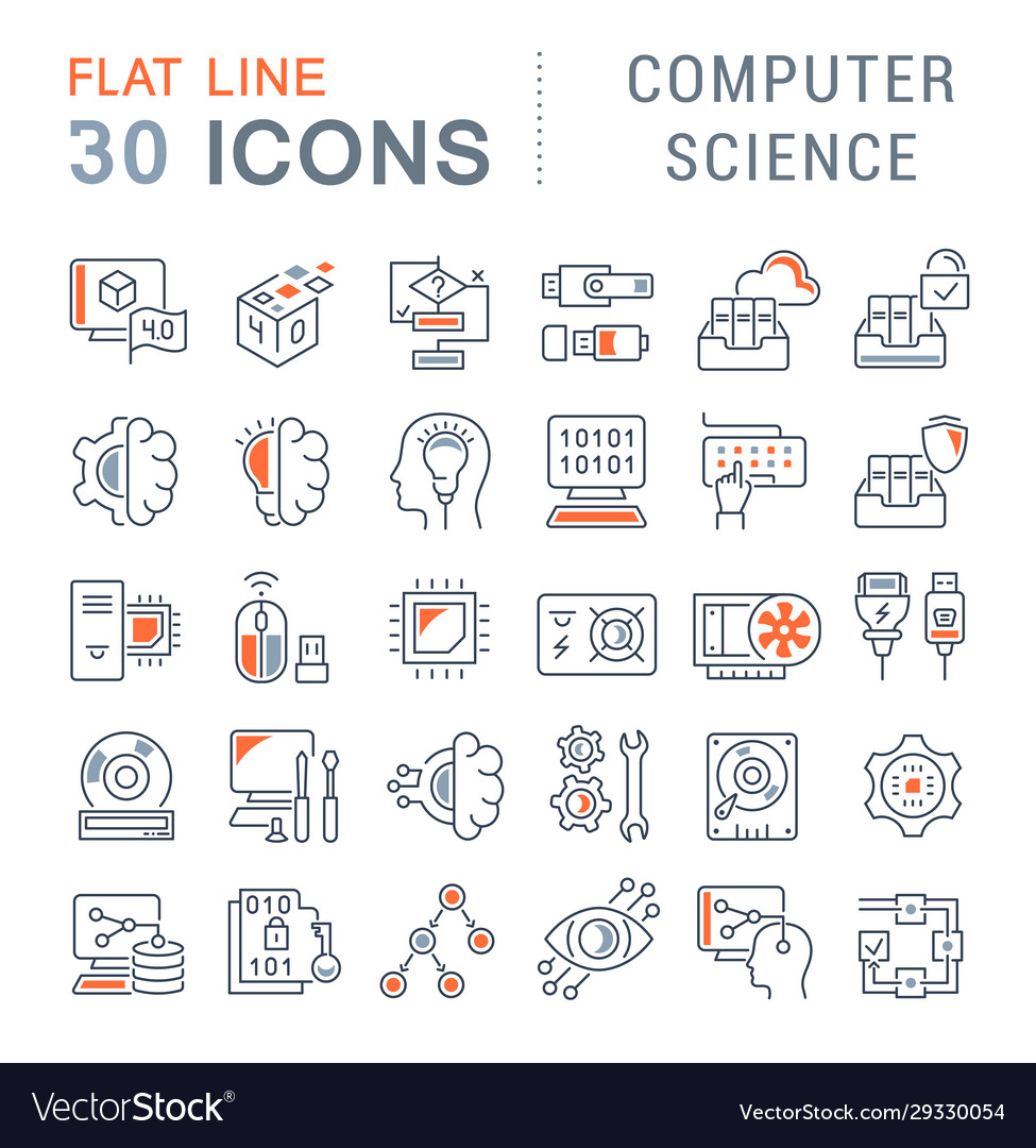 Set Line Icons Computer Science Royalty Free Vector Image 