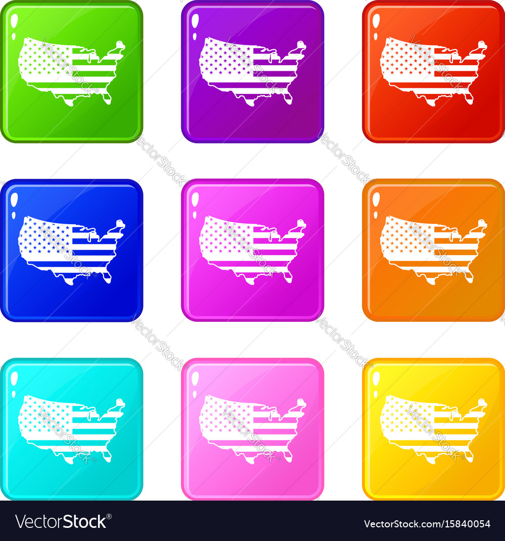 Usa map icons 9 set Royalty Free Vector Image - VectorStock