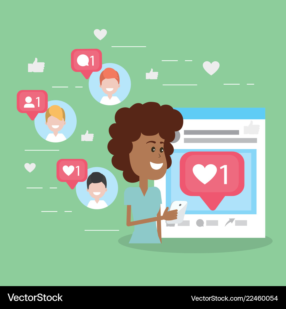 Woman on social networks Royalty Free Vector Image