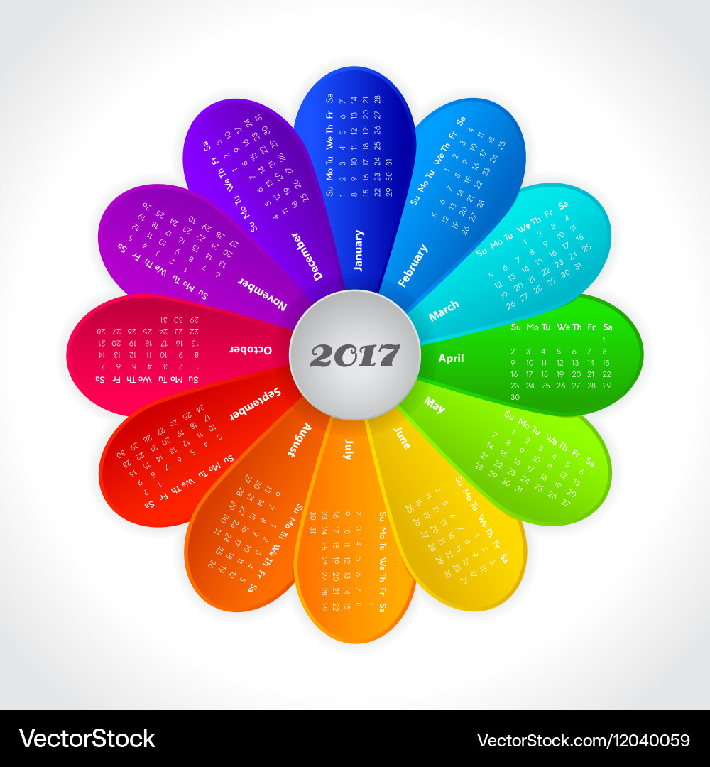 Flower 2017 calendar Royalty Free Vector Image