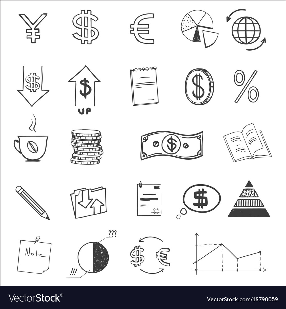 Hand draw business finance doodle sketch money Vector Image Hand draw business finance doodle sketch money Vector Image