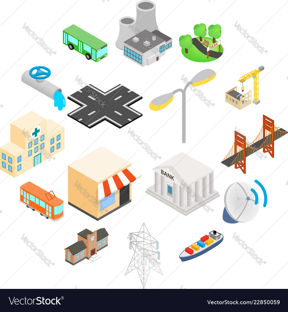 Infrastructure icons set Royalty Free Vector Image