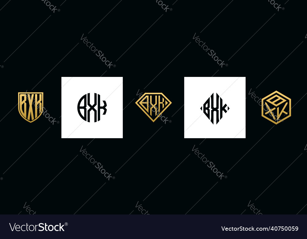 Initial letters bxk logo designs bundle Royalty Free Vector