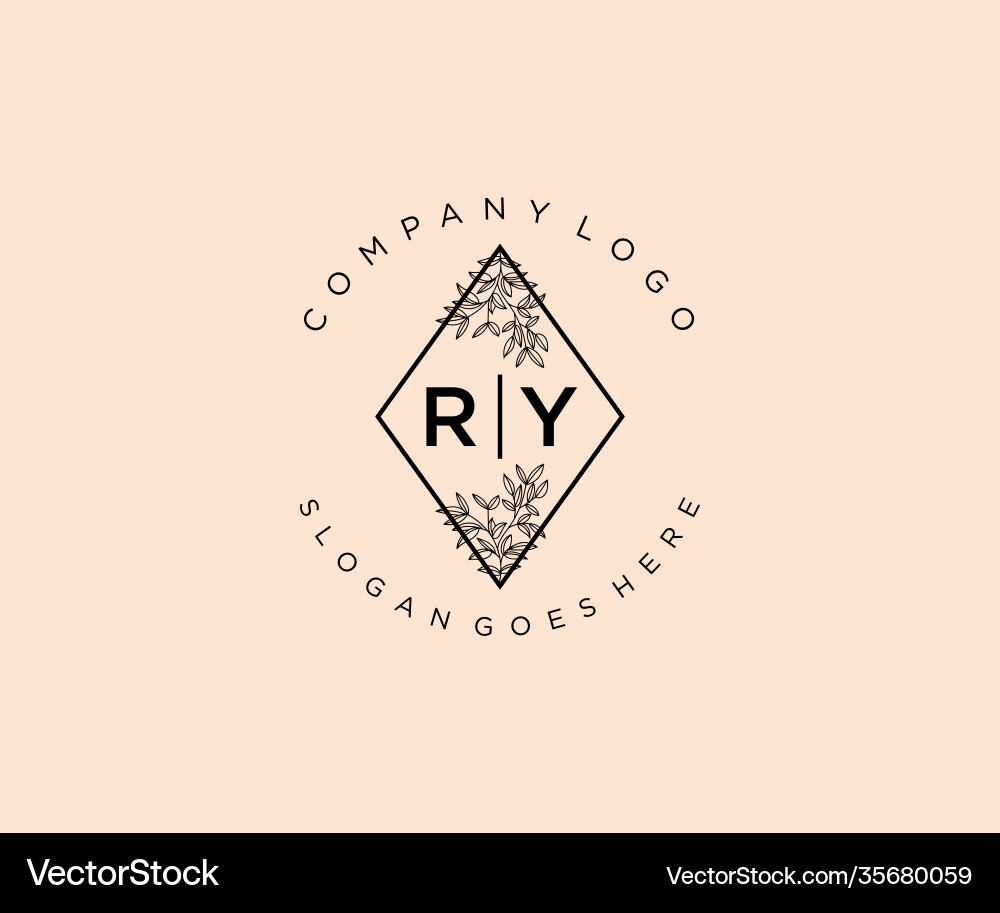 Initial ry letters beautiful floral feminine Vector Image