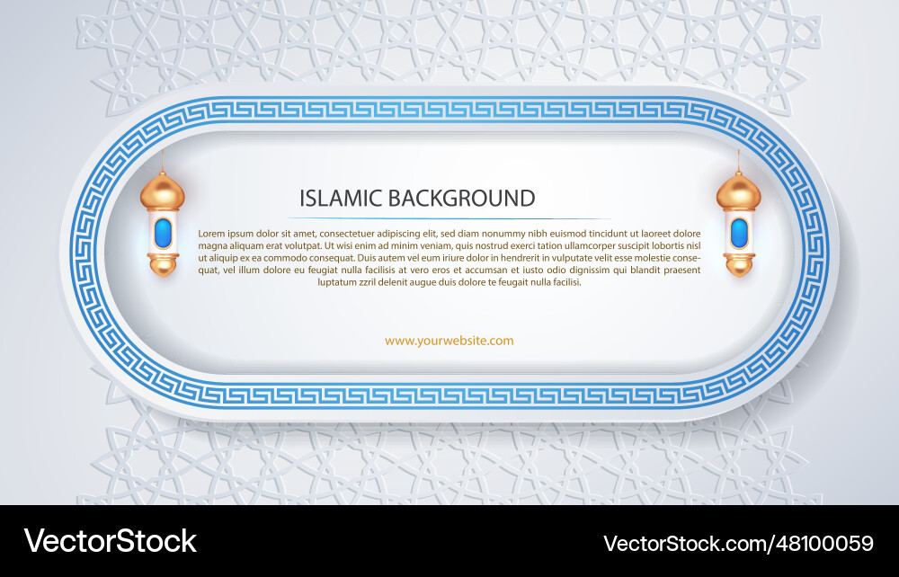 Lanscape islamic background with latern and white Vector Image